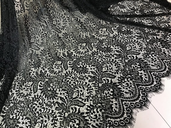 Classic Bridal Lace Fabric Wedding Lace Scalloped Fabric | Etsy
