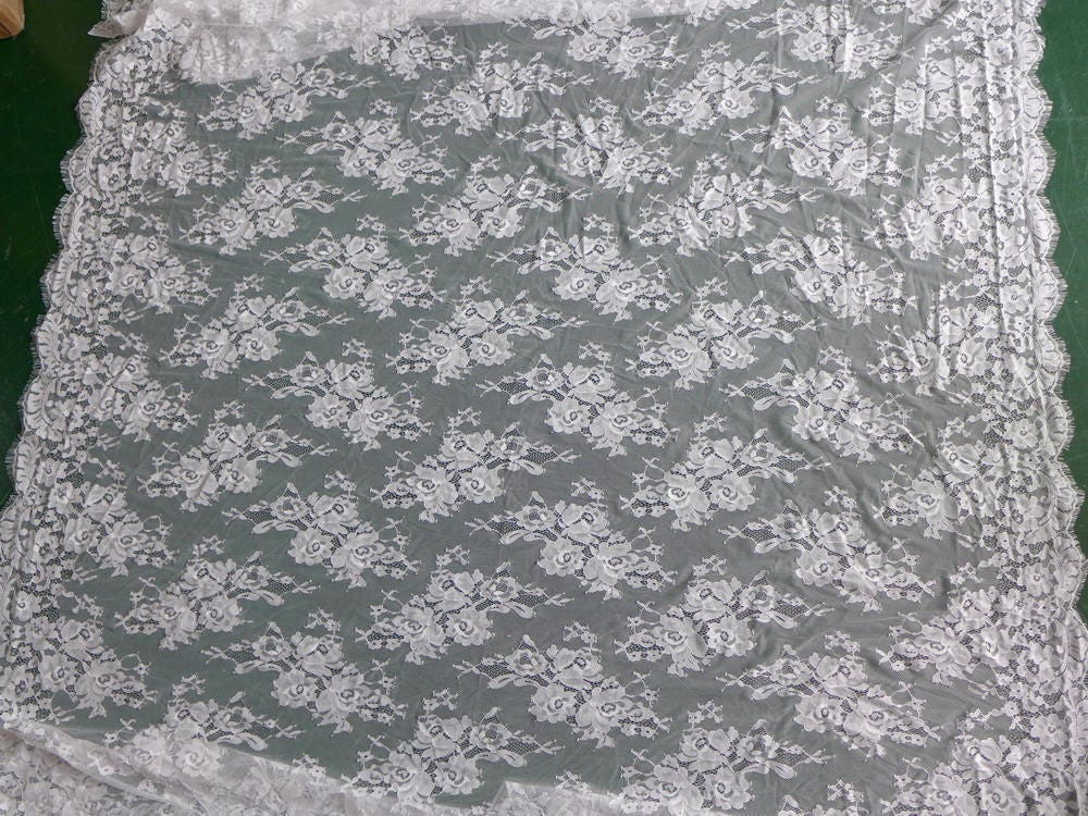French Chantilly Lace Dress Fabric Elegant Floral Wedding Fabric Soft ...