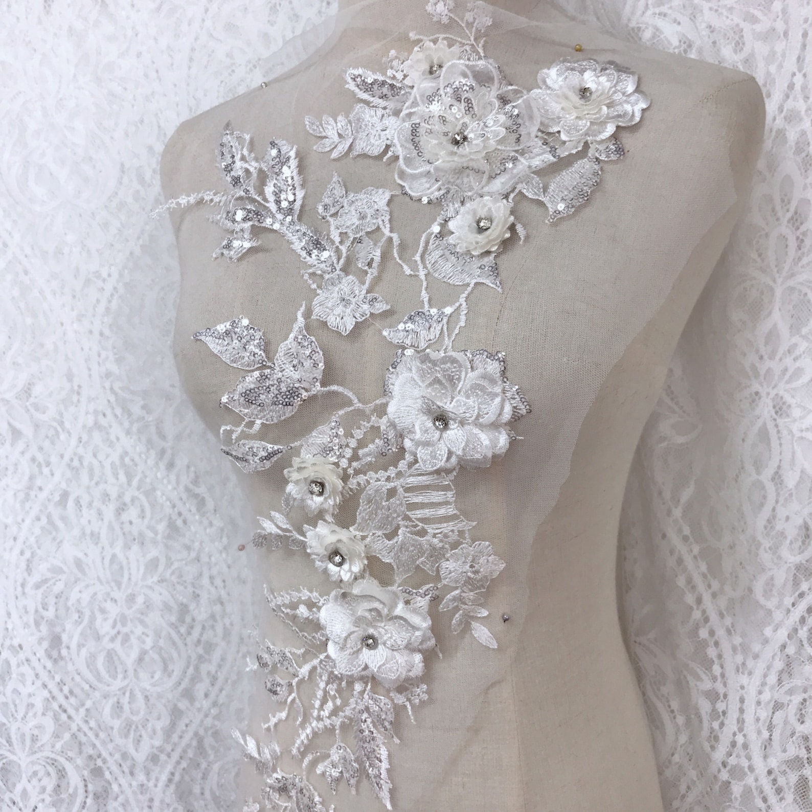 Gorgeous Sequins Rhinestone Embellishments 3D Flower Applique for Prom ...