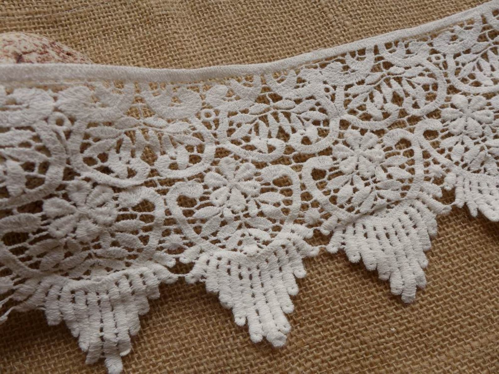 Off White Cotton Lace Trims Retro Scalloped Lace Fabric Trim | Etsy