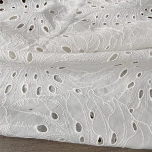 Cotton Eyelet Fabric off White Leaves Pattern 51" Wide Cotton Fabric ...