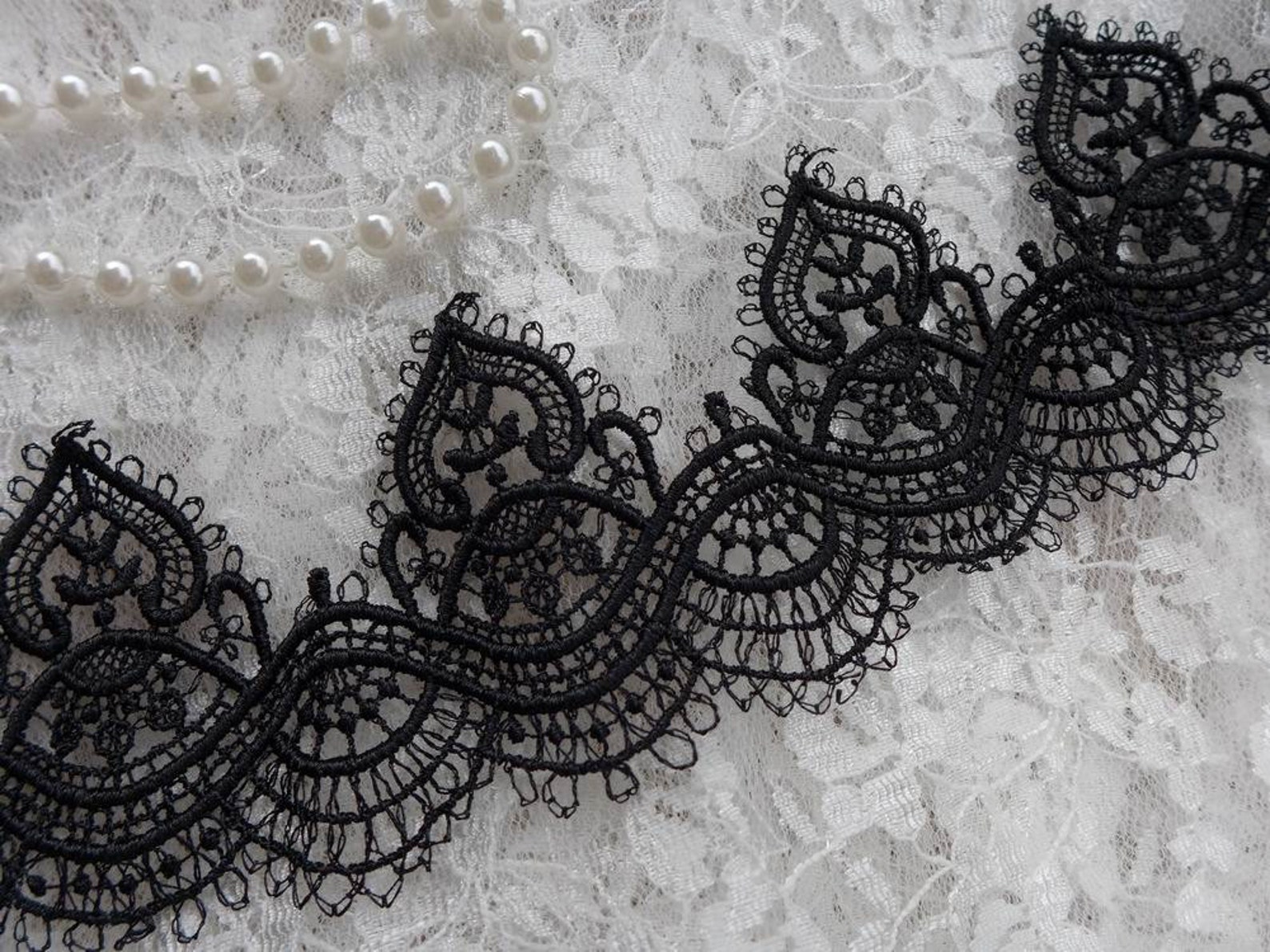 Delicate Black Lace Fabric Trim Vintage Black Lace Trim for | Etsy