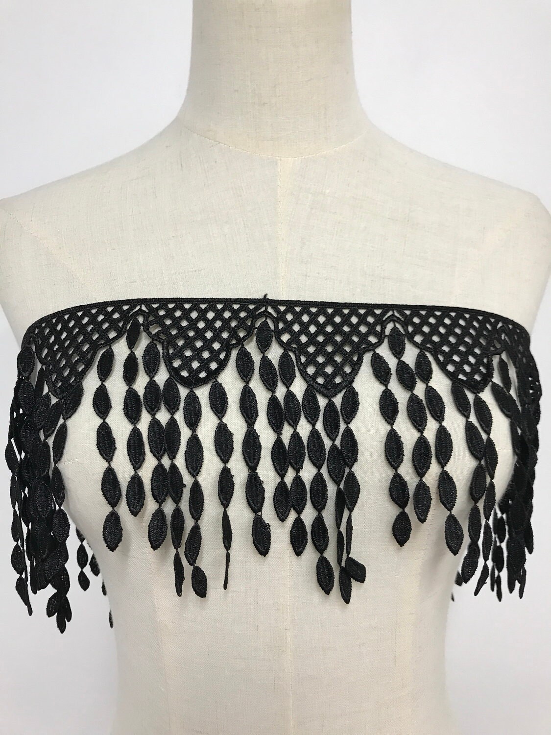 Black Tassels Fringe Lace Trim for Dresses, Burlesque, Millinery ...