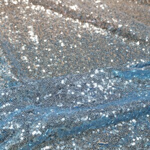Sparkle Sequin Fabric, Silver and Sky Blue Sequins Embroidered Lace ...