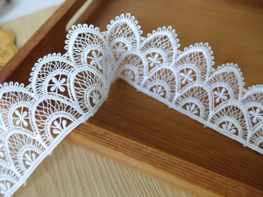 Scalloped Lace - White Lace Trim - Bridal Dress Lace - Guipure Lace ...