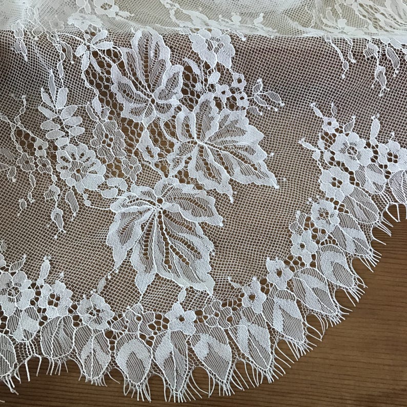 Off White Maple Leaf Lace Fabric Scalloped Edging Trim Lace - Etsy