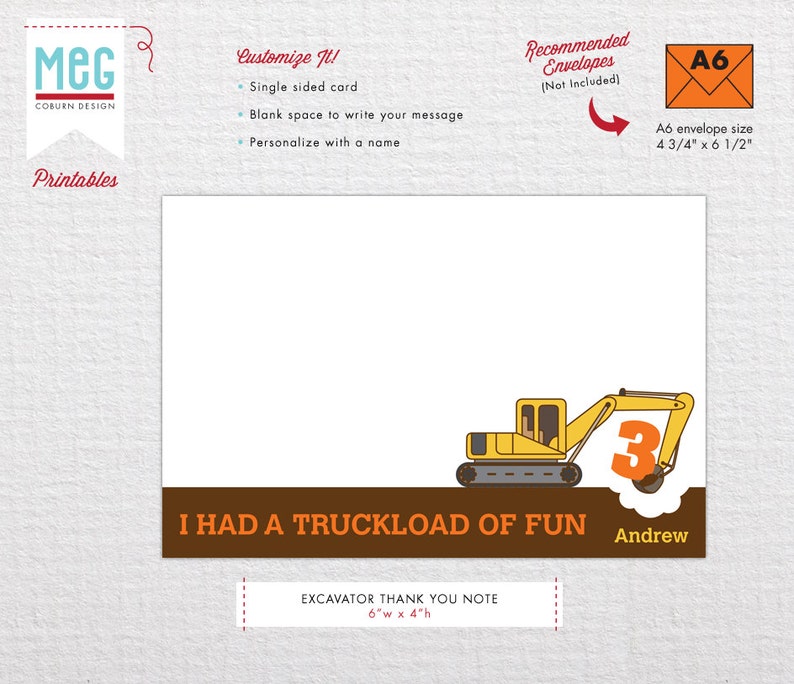 Custom Digger Thank You Note - PDF Printable - Etsy