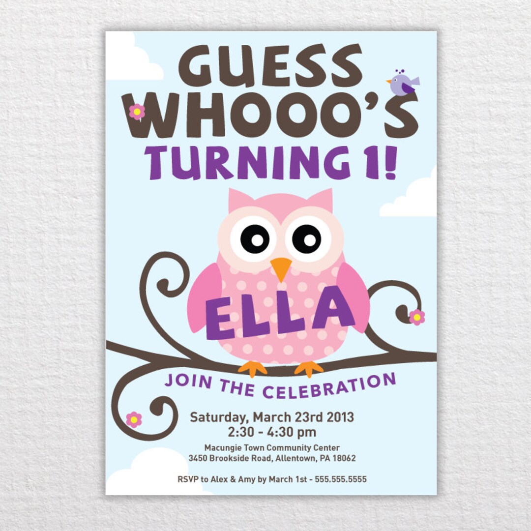 Custom Owl Birthday Party Invitation PDF Printable - Etsy