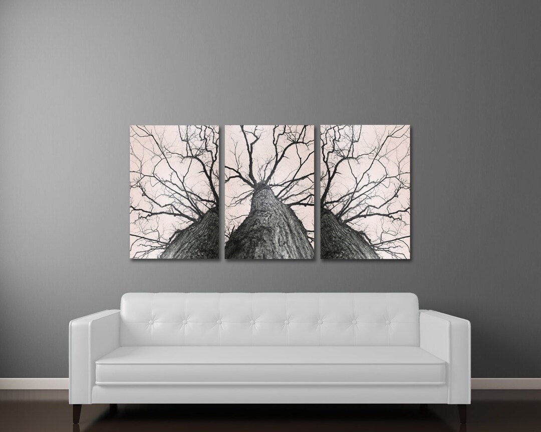 Modern Tree Art Neutral Canvas Art Set Set of 3 Canvas - Etsy