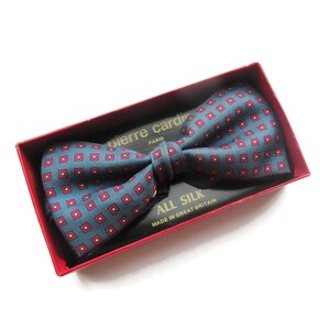 Pierre Cardin Bow Tie Blue Red Small Geometric Patterned Silk Dicky ...
