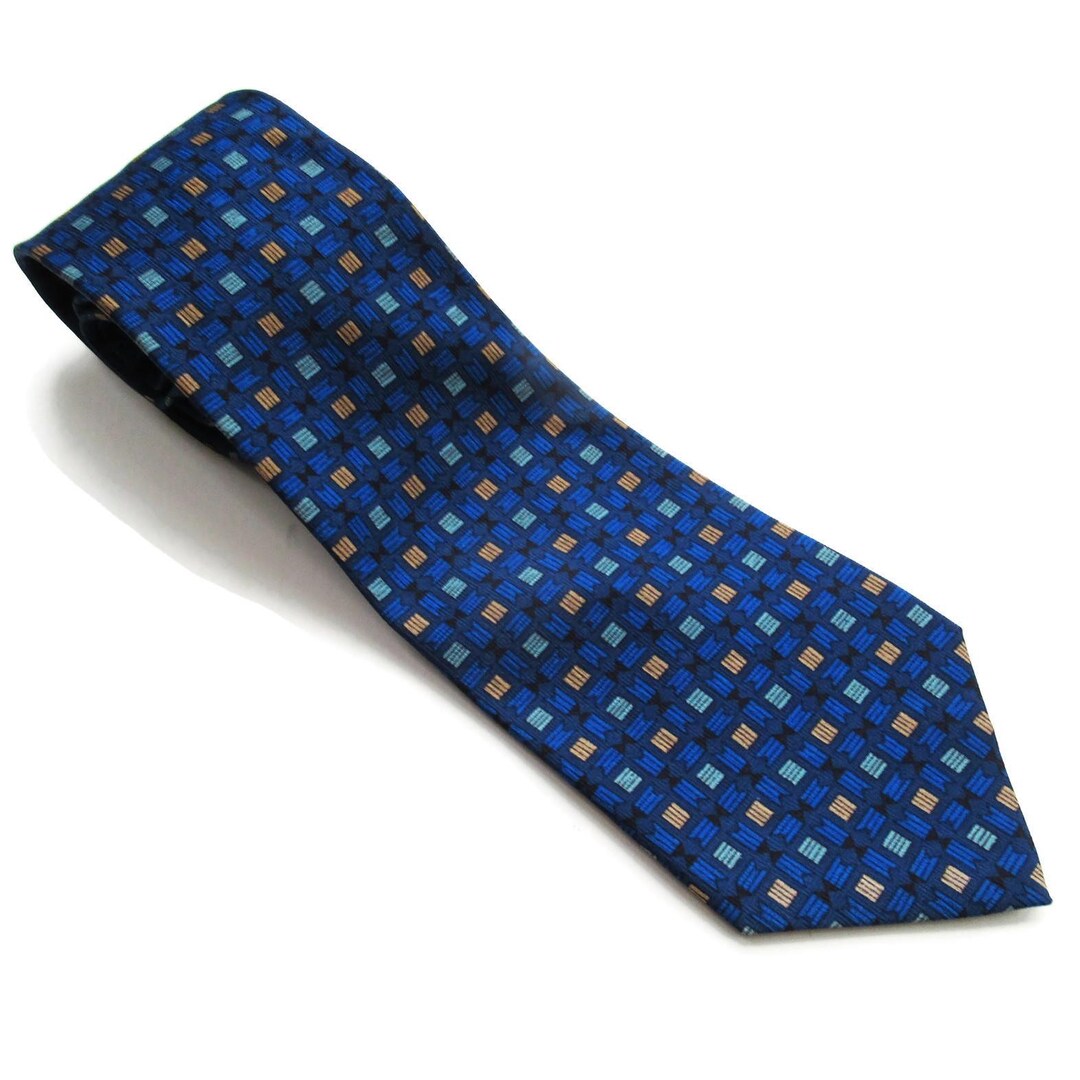 Dark Blue Tie Small Squares Pattern Classic 1980s Necktie - Etsy