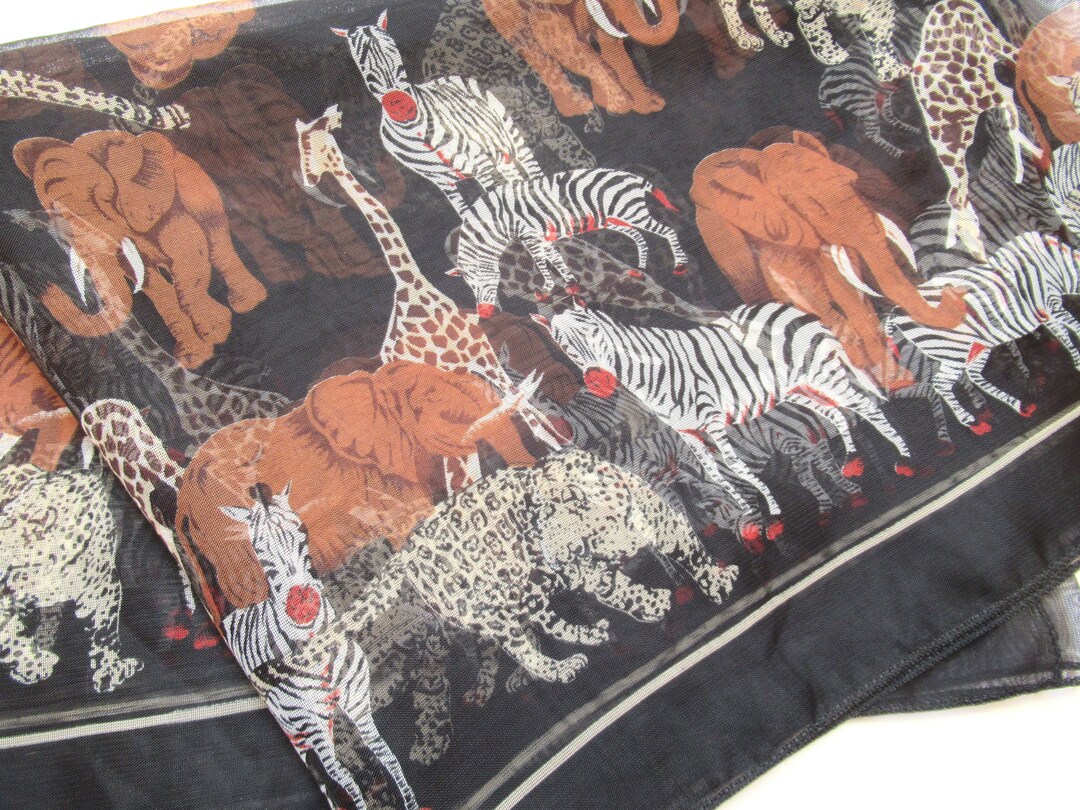 Jungle Animals Scarf Black White Brown Zebra Elephant Cheetah - Etsy UK