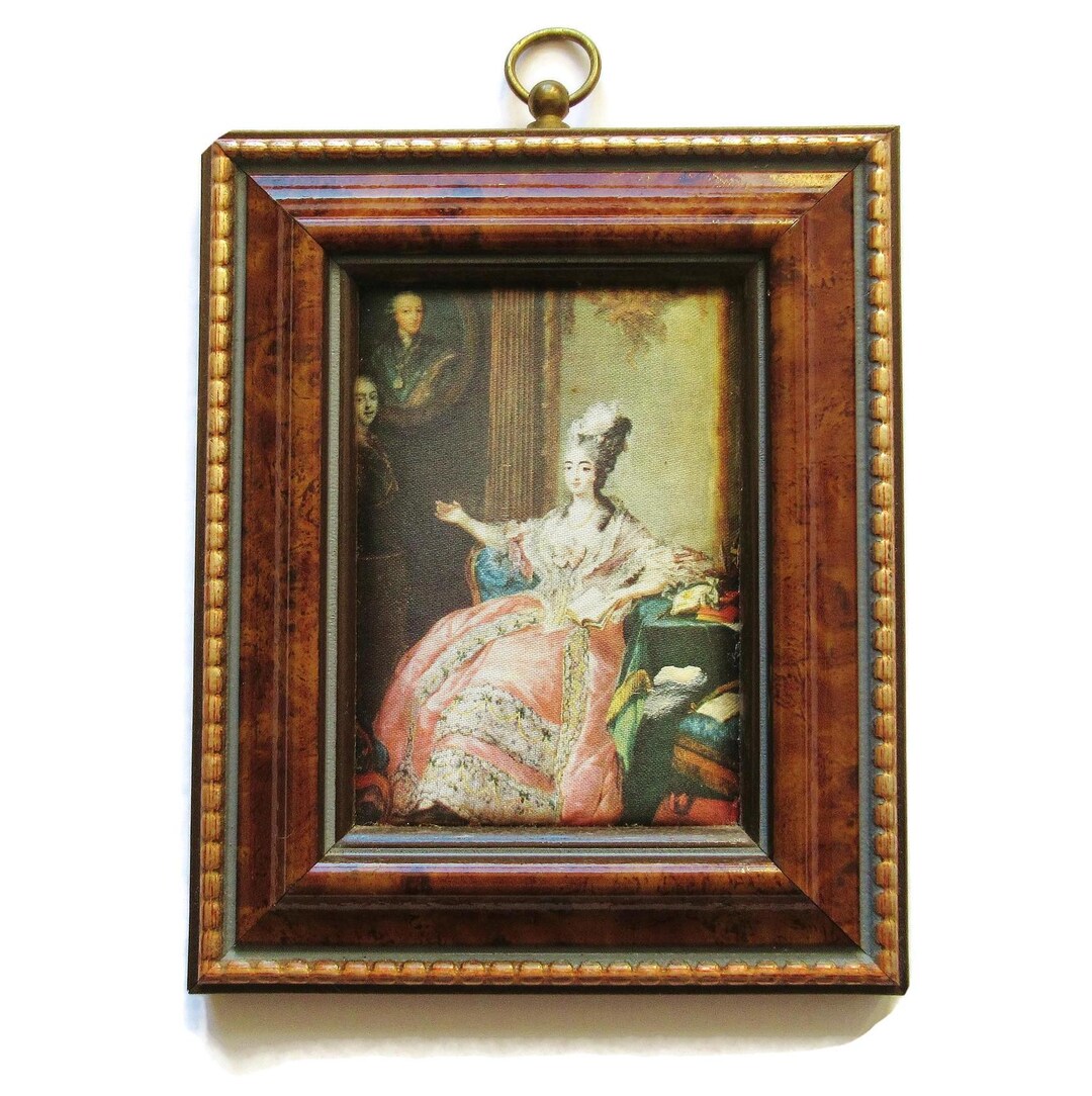 Rococo Lady Portrait on Silk Small Picture 17th Century Woman in Frame ...