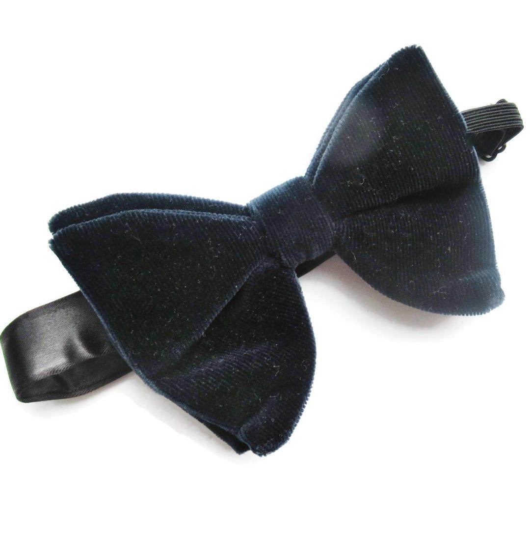 Midnight Blue Velvet Bow Tie Vintage Formal Dicky by Sophos - Etsy