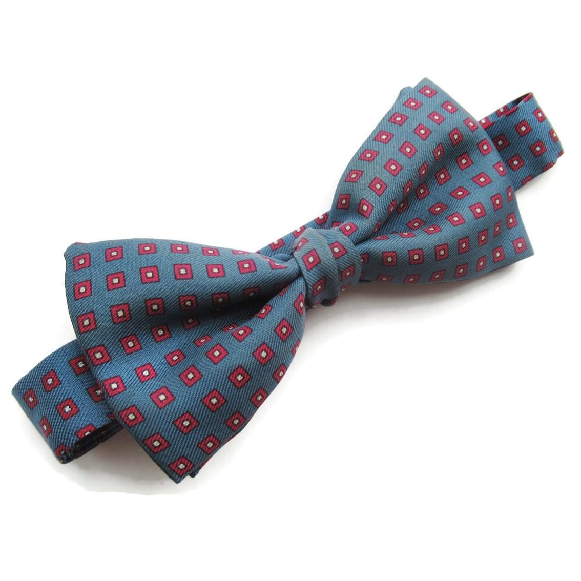 Pierre Cardin Bow Tie Blue Red Small Geometric Patterned Silk Dicky ...
