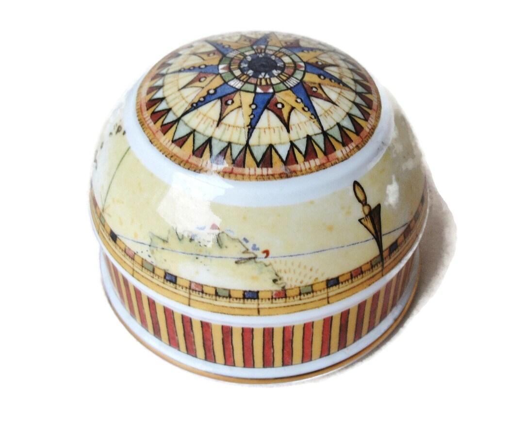Wedgwood Atlas Compass Paperweight Domed Ceramic Bone China Nautical ...
