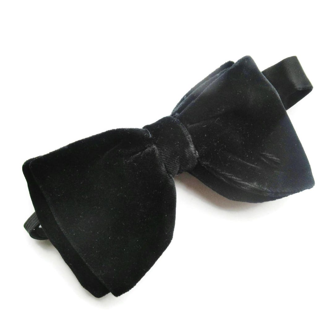 Black Velvet Bow Tie Vintage Formal Dicky by AKCO - Etsy