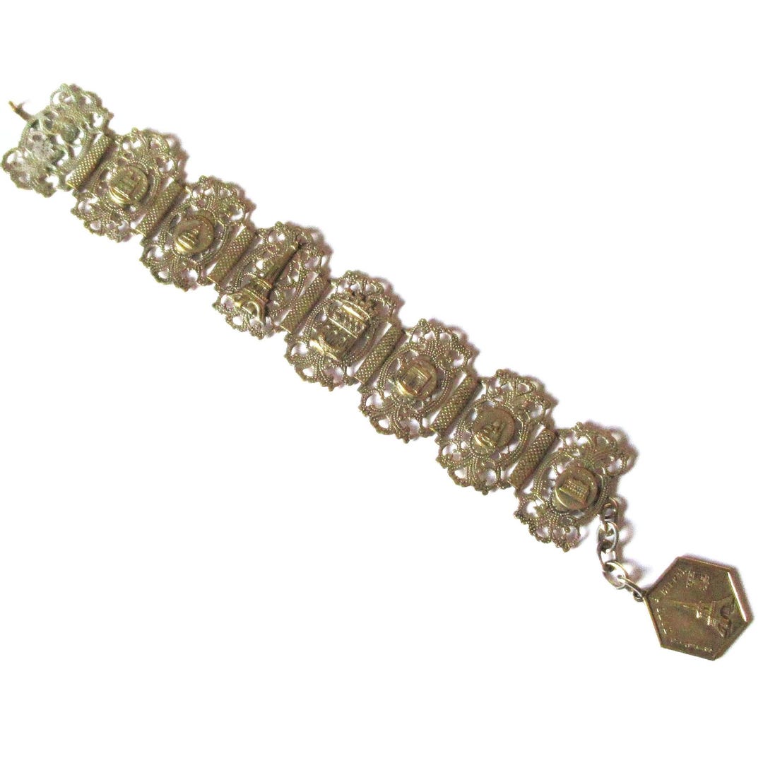 Paris Bracelet Vintage Silver Tone Ornate Filigree Cuff Filigrane ...