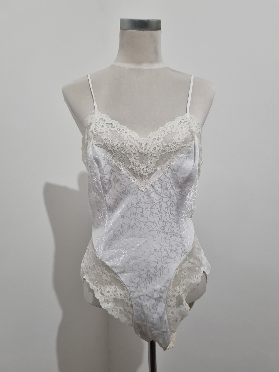 Vintage Silky White Teddy With Lace Etsy