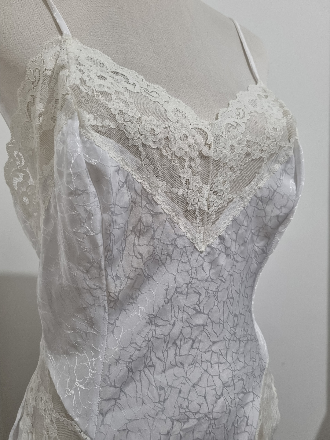 Vintage Silky White Teddy With Lace - Etsy