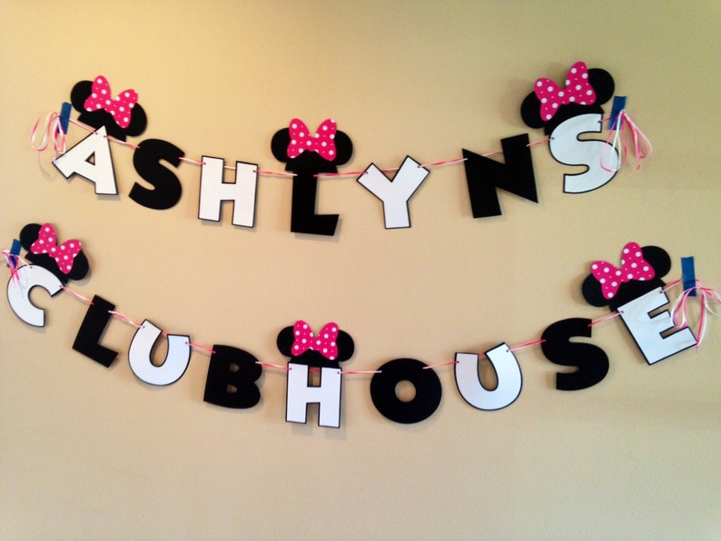 Minnie Mouse Clubhouse Banner Personal Name Minnie Party - Etsy