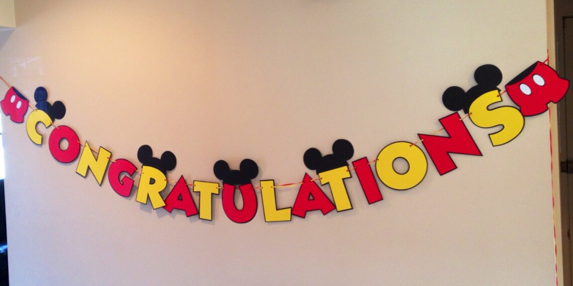 Mickey Mouse Congratulations Banner 1pc Mickey Party Baby - Etsy
