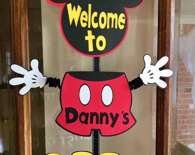 Mickey Mouse Door Sign Birthday Wiggle Arm Come Inside, It's Fun Inside ...