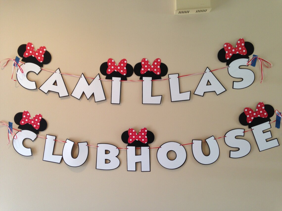Minnie Mouse Clubhouse Banner Personal Name Minnie Party - Etsy