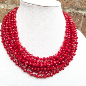Red Crystal Necklace, Chunky Bold Multistrand, Collar Necklace - Etsy