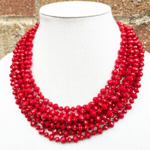 Red Crystal Necklace, Chunky Bold Multistrand, Collar Necklace - Etsy