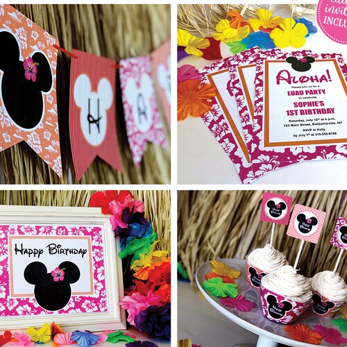 Minnie Mouse Luau Party Package - Etsy