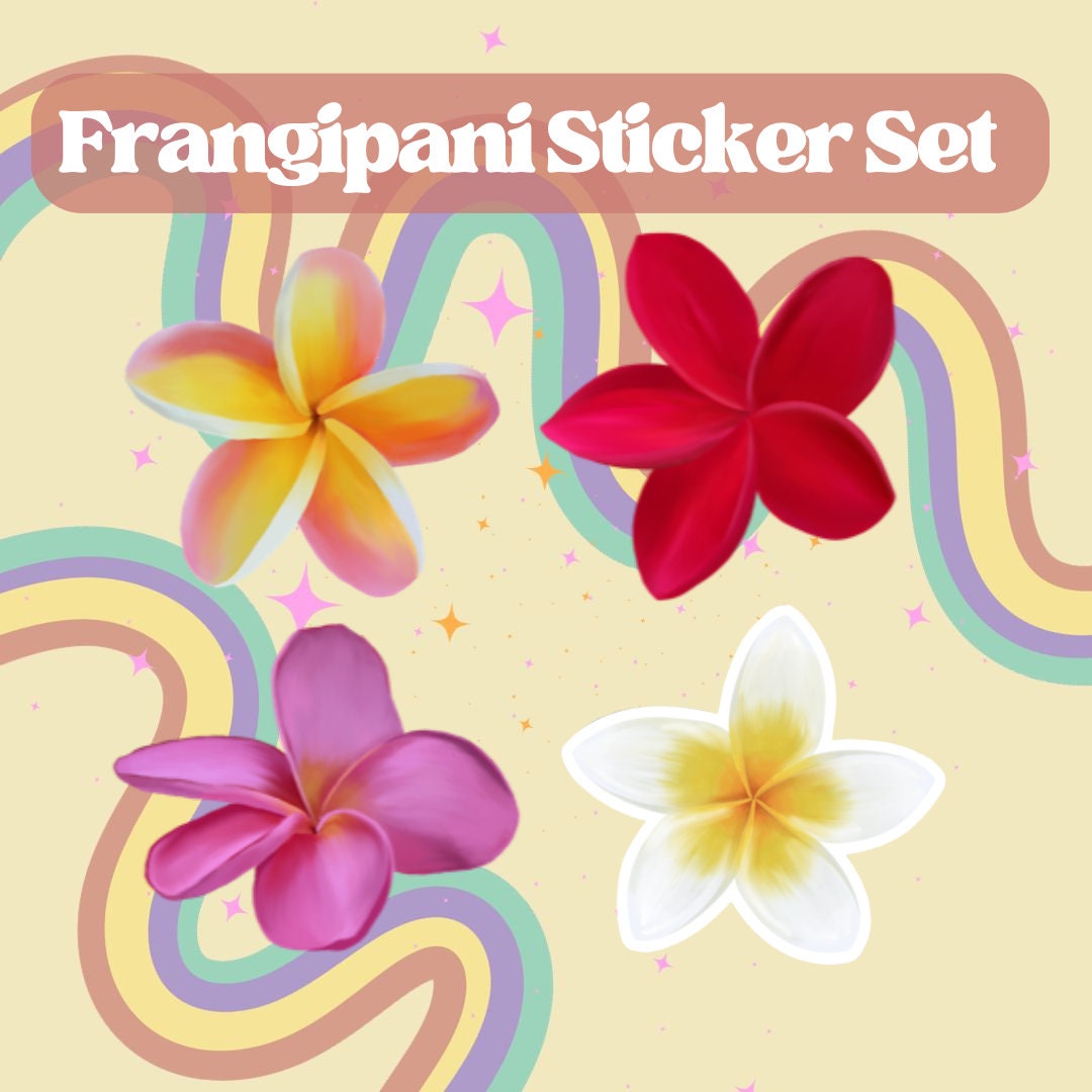 Frangipani Tipani Plumeria Sticker Set - Etsy