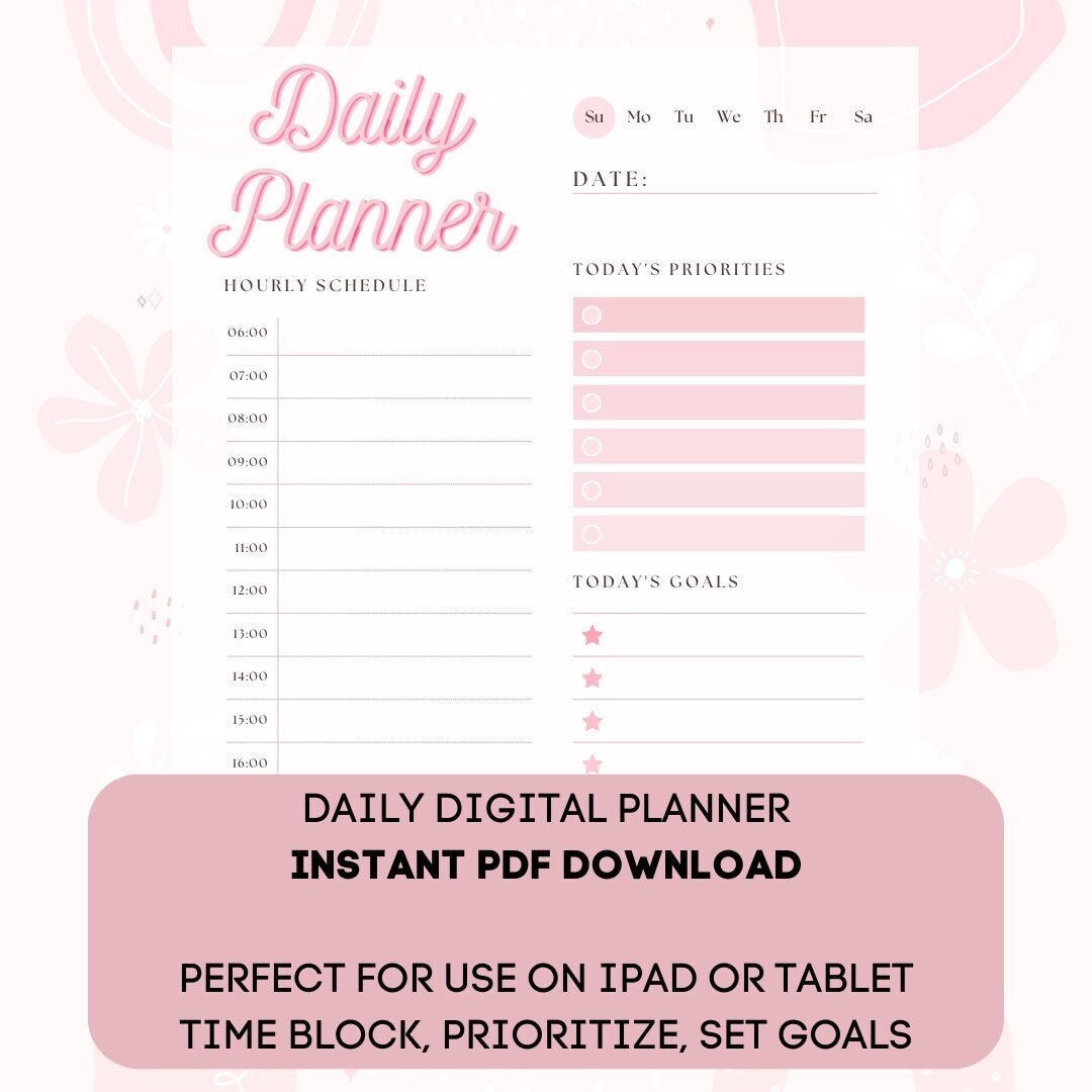 Daily Digital Personal Planner, Instant Download, Printable PDF, Weekly ...