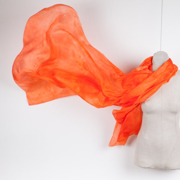 Orange Silk Scarf - Etsy