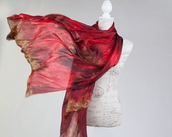 Bright Red Scarf | Etsy