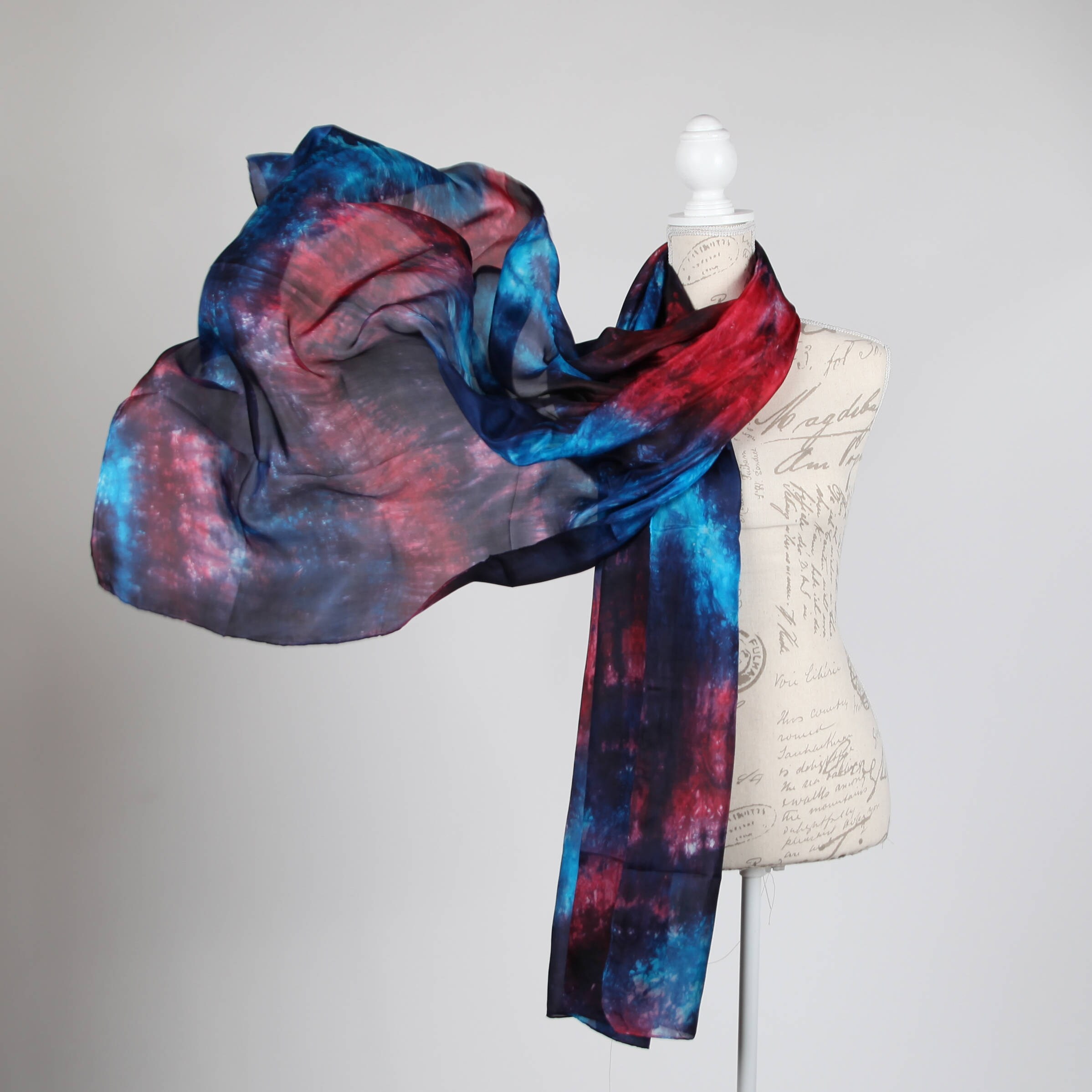 Long Multi Color Silk Scarf / Red and Blue Silk Shawl / Large - Etsy Canada