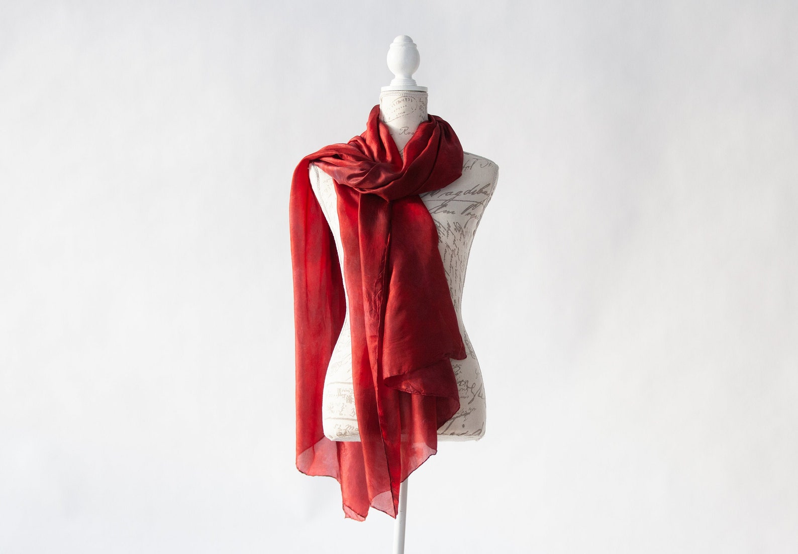 Deep Red Silk Scarf / Magnificent Chinese Red Sil Scarf / - Etsy