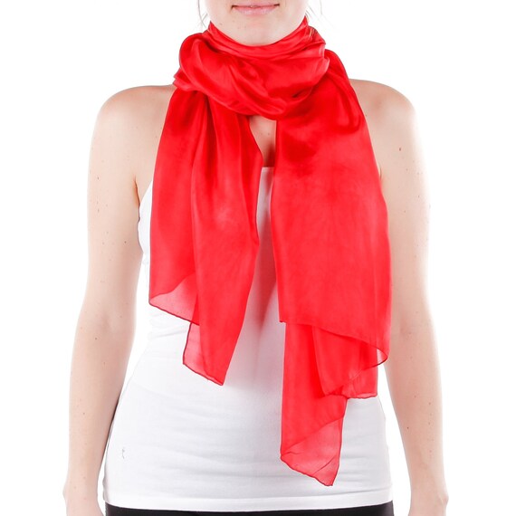 Ladies red silk scarves store