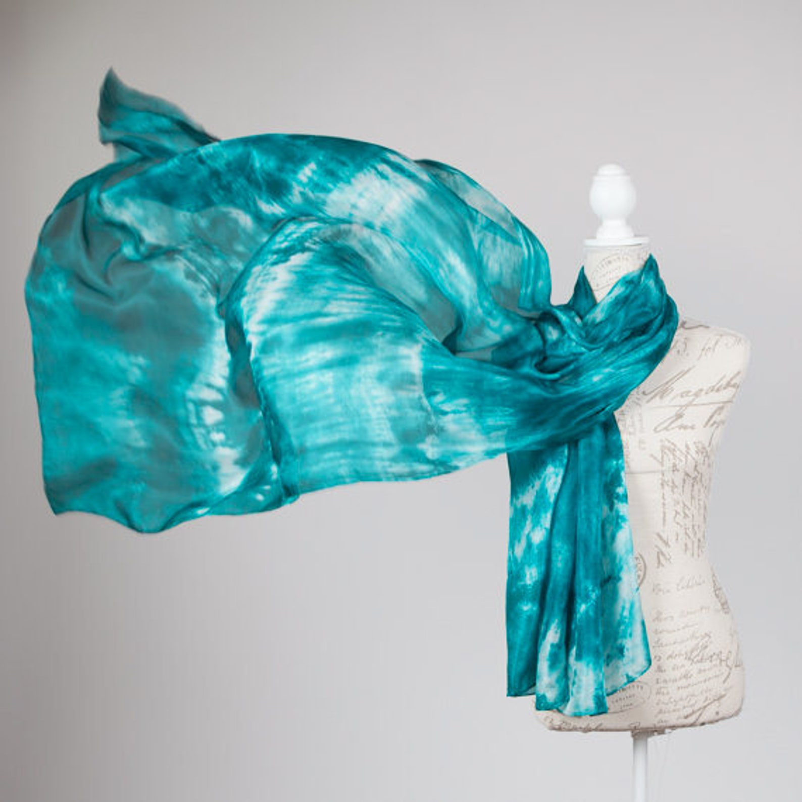 Ocean Blue Silk Scarf / Teal Silk Scarf / Blue and White Silk - Etsy Canada