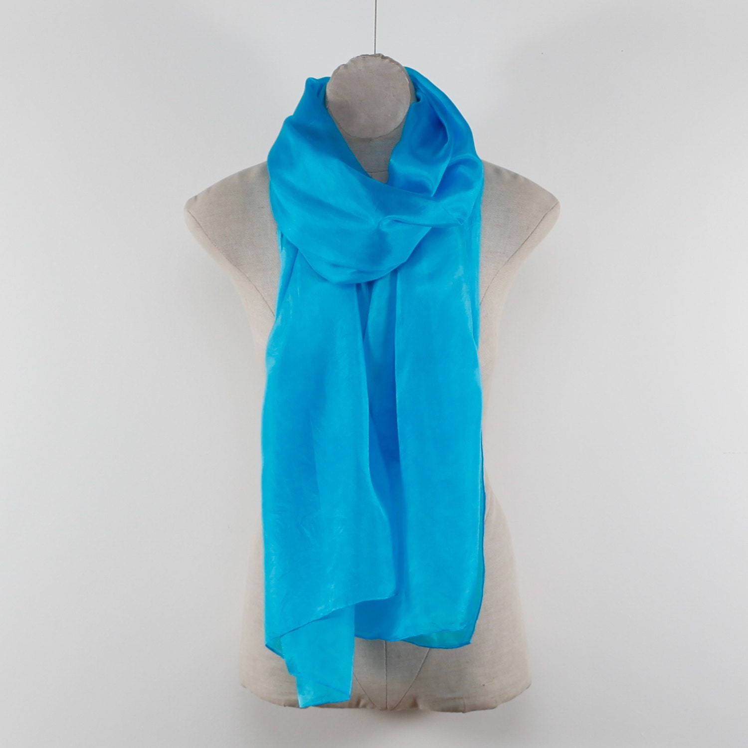 Light Turquoise Silk Scarf / Large Summer Scarf / Lightweight | Etsy