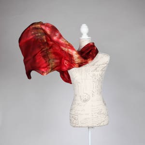 Trendy Red and Gold Circle Scarf / Red and Olive Silk Infinity Scarf ...