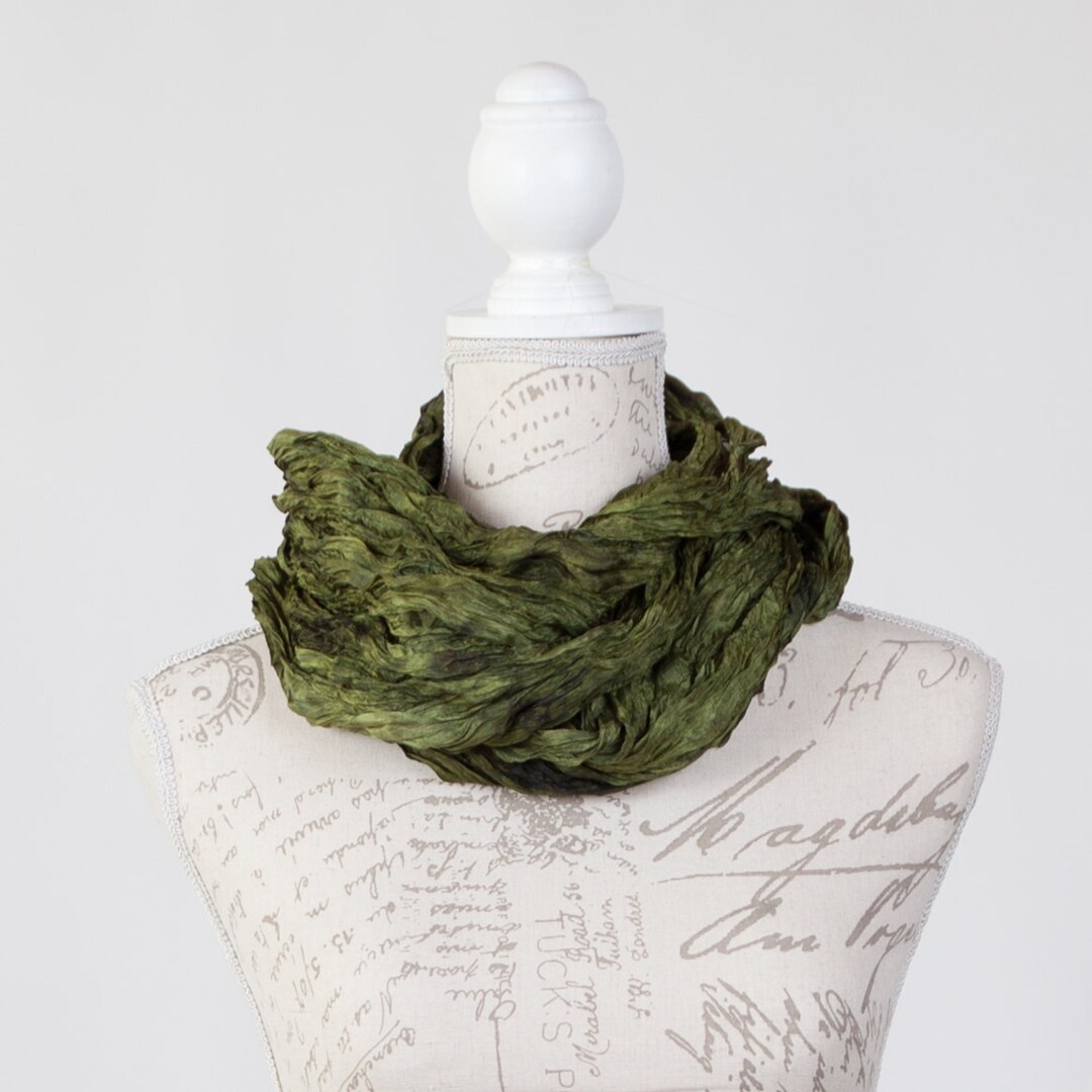 Khaki Silk Scarf, Boho Scarf, Mod Scarf, Lightweight Scarf - Etsy
