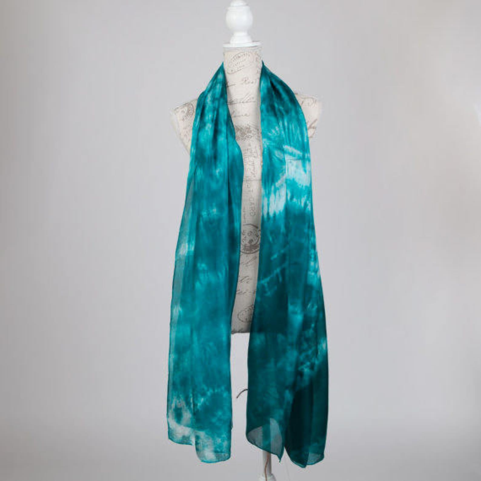 Ocean Blue Silk Scarf / Teal Silk Scarf / Blue and White Silk - Etsy Canada