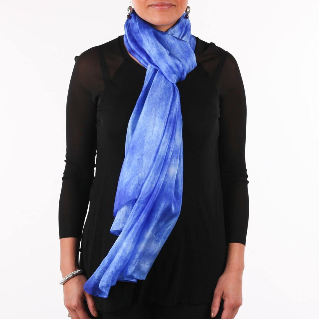 Sky Blue Silk Scarf, Girlfriend Gift, Oversized Blue Scarf, 100 % Silk ...