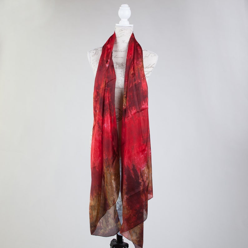 Dark Red and Gold Silk Scarf /magnificent Deep Red Shawl / Red - Etsy