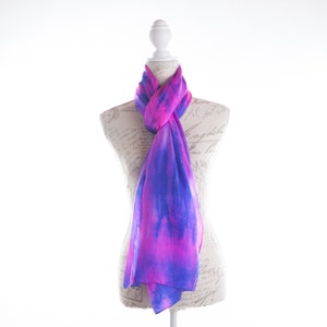 Bright Pink and Blue Silk Scarf /magnificent Shocking Pink and Blue ...