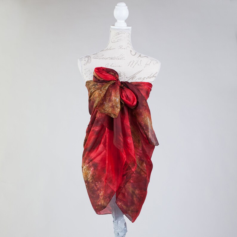 Dark Red and Gold Silk Scarf /magnificent Deep Red Shawl / Red - Etsy