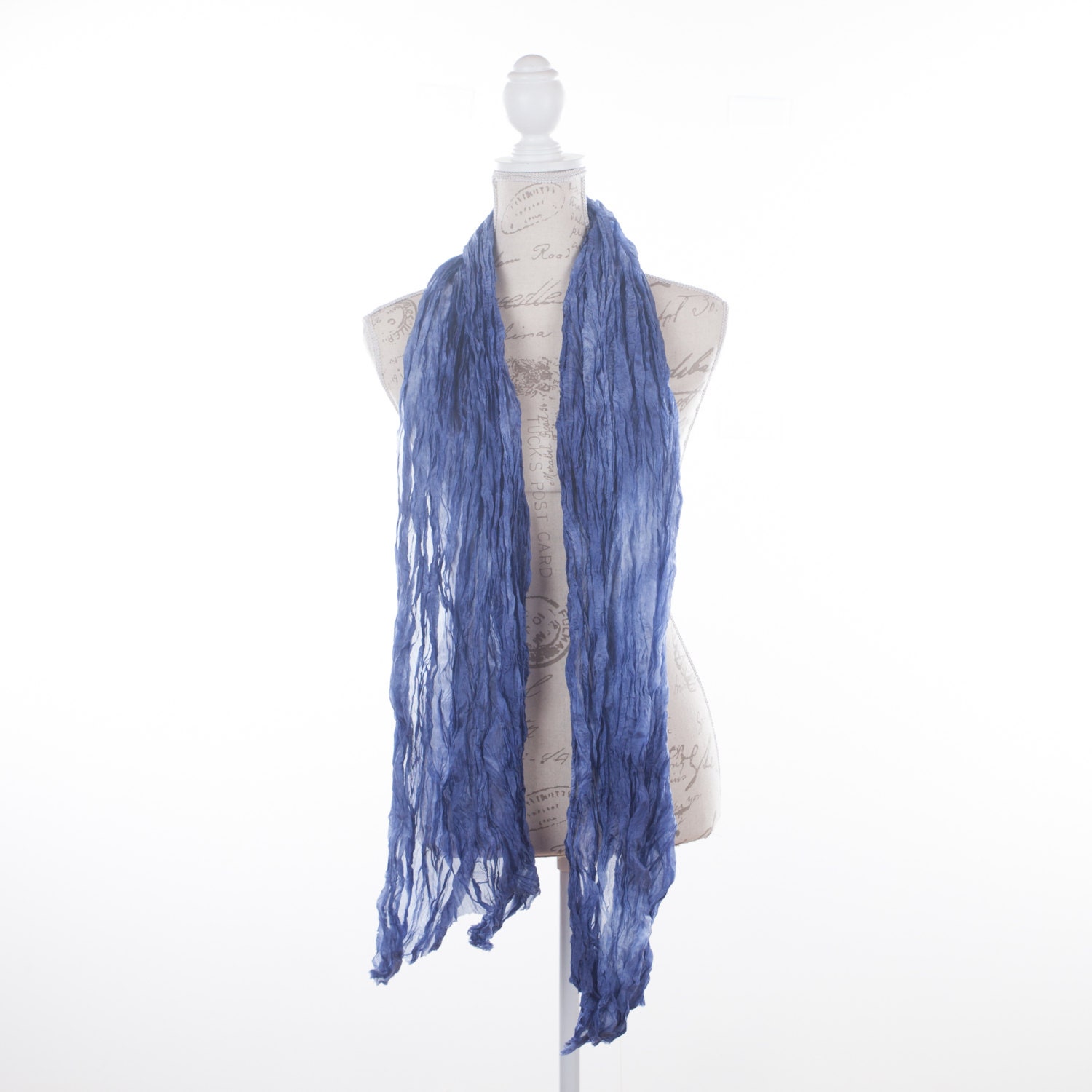 Blue Sea Glass Scarf Indigo Ruffled Scarf Lightweight Scarf - Etsy