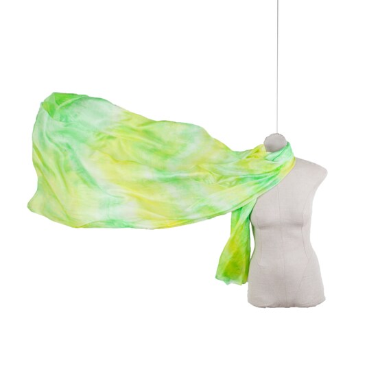 Light Green and Yellow Silk Scarf / Green Summer Silk Shawl / - Etsy