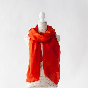 Deep Orange Silk Scarf / Magnificent Orange Red Silk Scarf / Large ...